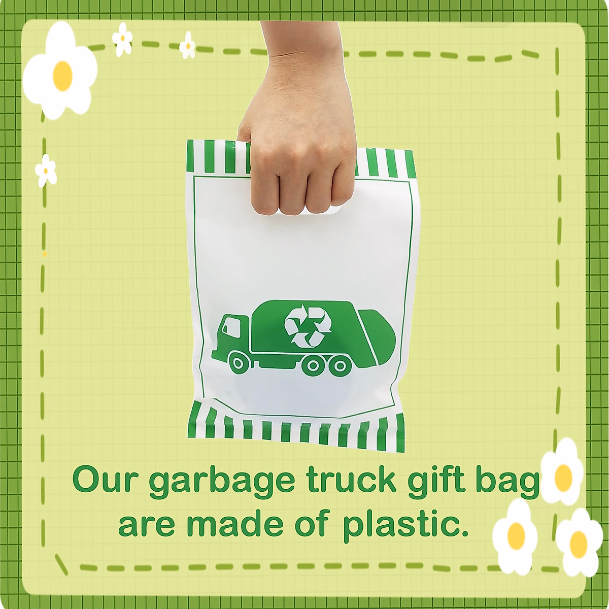 ATSMOICY 50 Garbage Truck Party Favors Goodie Bags, Rubbish Truck Themed Baby Shower Birthday Waste Management Recycling Party Supplies Decorations Favors Candy Bag