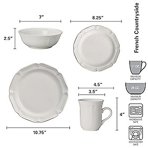 Mikasa French Countryside 16-Piece Dinnerware Set, Service for 4,White
