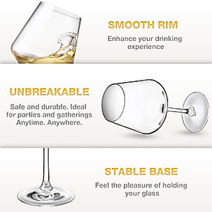 Hlukana Unbreakable Wine Glasses Set of 6, 16 oz Plastic Wine Glasses with Stem, BPA Free, Reusable Wine Glass for Poolside, Outdoors Camping Picnic Restaurants Home Bar Christmas Unique Gift