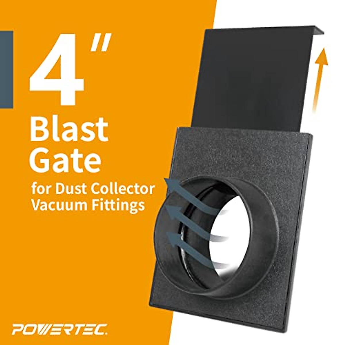 POWERTEC 70108-P4 4-Inch Blast Gate for Dust Collector, Dust Collection Fittings, 4 PK