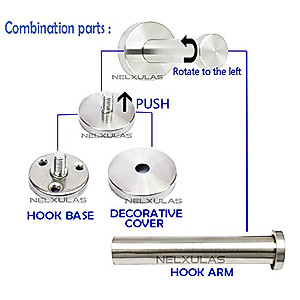 NELXULAS Brushed Stainless Steel Bath Towel Robe Hooks Single Super Heavy Duty Wall Mount Hook, Fit for Bedroom,Living Room, Bathroom and Fitting Room, Office, (8", 2 PCS)