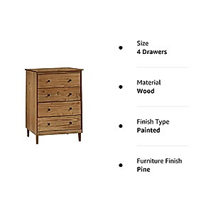 Walker Edison Tall Wood Storage Closet 4 Drawer Dresser for Bedroom Caramel Brown Organizer