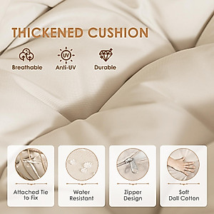 Nicesoul Outdoor Hanging Egg Chair Without Stand, Patio Wicker Swing Egg Basket Chairs with Padded Cushions, Ceiling Tree Swinging Egg-Shaped Chair No Stand for Indoor Bedroom Balcony Porch, Brown