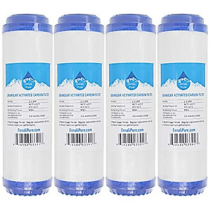 4-Pack Replacement for Compatible with OmniFIlter OB1 Granular Activated Carbon Filter - Universal 10-inch Cartridge Compatible with OmniFIlter Water Filter Unit - Model OB1 - Blue Tank