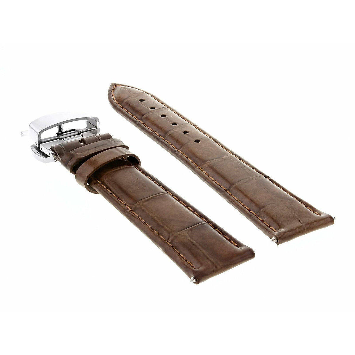 Ewatchparts 22MM LEATHER WATCH BAND STRAP COMPATIBLE WITH IWC PILOT PORTUGUESE TOP GUN + CLASP L/BROWN