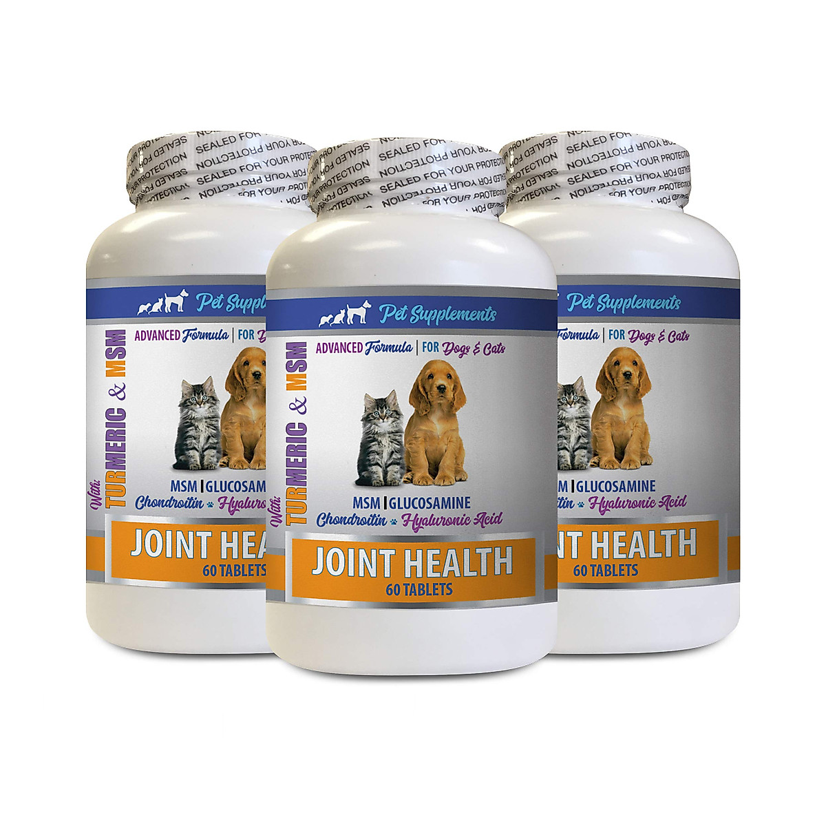 cat Hip and Joint Soft Chews - PET Joint Health - Dogs and Cats - Turmeric and MSM - Increase Mobility - Decrease Inflammation - Premium - cat Joint Supplement - 3 Bottles (180 Tablets)