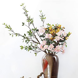 HUAESIN Artificial Cherry Blossom Branches Faux Flowers 2 Pcs 25 Inch Peach Blossom Silk Flower for Wedding Party Garden Home Hotel Shop Arch Decoration