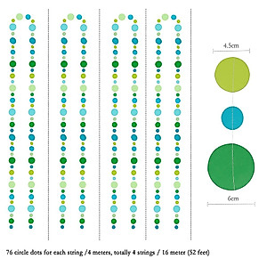 Blue Green Circle Dot Garland Bubble Streamer Spring Party Decoration Summer Under The Sea Pool Beach Ocean Bubble Hanging Bunting Banner Backdrop Mermaid Birthday Baby Shower Kids Room Party Decor