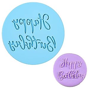 Crethinkaty Happy Birthday Fondant Embosser 3D Design Cookie Stamp for Baking Cookies,Decorating Cake/Sugar Paste/Cupcake
