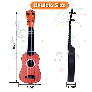 YOLOPLUS+ 17 Inch Toddler Ukulele Guitar Toy 4 Strings Mini Guitar for Kids - Children Musical Instruments Educational Learning Toy (17 inch Rose Wood Color)