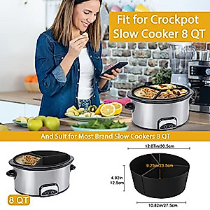 Slow Cooker Liners - Crock Pot Liners Silicone Insert Divider 3 IN 1, For 8 Quart Oval Slow Cookers, Reusable Silicone Slow Cooker Liner For Crock Pot Divider Insert, Dishwasher Safe BPA Free,8QT
