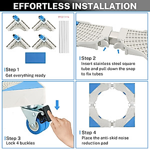 NATGAI Mini Fridge Stand, Adjustable Furniture Dolly Roller Base with 4 Locking Swivel Wheels, Universal Mobile Base Moving Cart for Washing Machine Refrigerator and Dryer (8 Wheels)