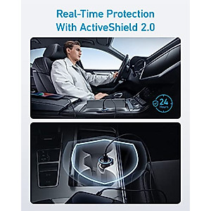 USB C Car Charger Adapter, Anker 52.5W Cigarette Lighter USB Charger, 323 Anker Car Charger with 30W PowerIQ 3.0 Fast Charging Cable for iPhone 15/15 Pro Max, 14/13/12 Series, Galaxy S23/22, Pixel