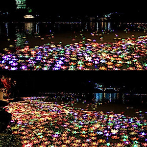 SOLUSTRE 5pcs floating lotus flowers Flower Night Lamp floating lantern LED floating candle light nativity decor flashing plastic lotus LED water lotus light flickering candles lily Battery