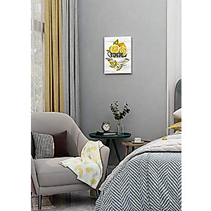 SUMGAR Lemon Wall Art Farmhouse Yellow Kitchen Wall Decor Fruit Summer Paintings Lemon Tea Cup with Flower Pictures Artwork Living Room Dining Room Pantry 12 x 16 in