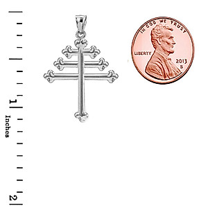 Religious Jewelry Fine Sterling Silver Maronite Cross Pendant Necklace, 18"
