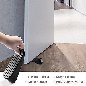 KAKICLAY 2 Pack Large Rubber Door Stopper for Bottom of Door, Heavy Duty Big Door Stop Wedge Height up to 1.9 Inches Doorstop for Commercial & Home Floor