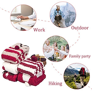 Loritta 5 Pairs Womens Fuzzy Socks Winter Warm Cozy Fluffy Super Soft Slipper Socks,D3-Christmas Animals