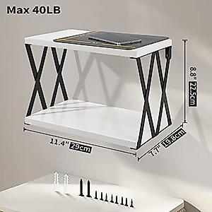 Afuly Bedside Table Wall Mounted, 2 Tier Rustic Wood Floating Nightstand for Bedroom Decor Storage, Black Wall Bedside Shelf for Home Livingroom Bathroom Kitchen Decorative