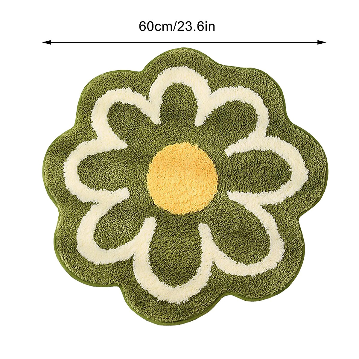 MSUIINT Flower Shaped Rug, Round Bedroom Bedside Blanket Carpet, Aesthetic Cute Flower Round Area Rug, Non Slip Circle Soft Fluffy Flower Rug Indoor Floor Mat(Green)