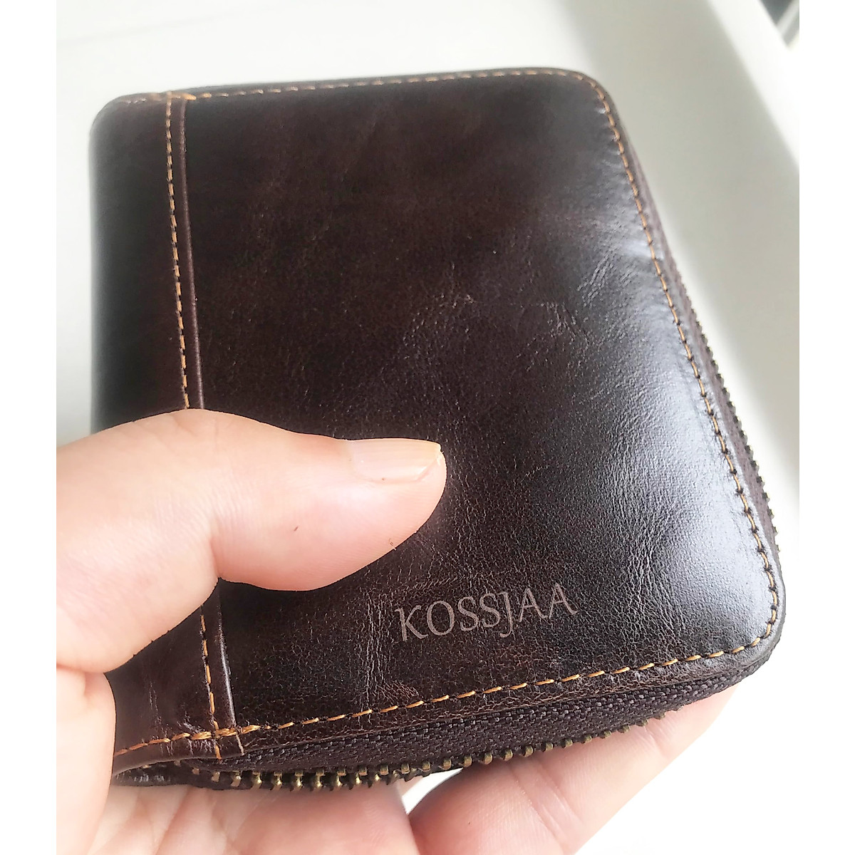 KOSSJAA credit card holders womens card case RFID blocking leather wallet Coin Purse mens (brown)