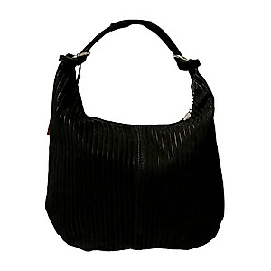 Pierre Cardin Black Leather Large Hobo Relaxed Suede Shoulder Bag for womens