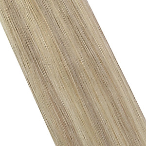Moresoo Tape in Human Hair Extensions Blonde Highlighted Tape in Extensions Real Hair Invisible Hair Extensions Ash Blonde Mix with Bleach Blonde Hair Extensions Tape in 16 Inch #P18/613 20pcs 50g