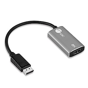 SIIG Active DisplayPort to HDMI Adapter 8K, DP 1.4 Video Input to HDMI Output, Unidirectional, Supports 8K 60Hz and 4K 120Hz with HDR and DSC, DP to HDMI Monitor Cable Adapter (CB-DP2611-S1)
