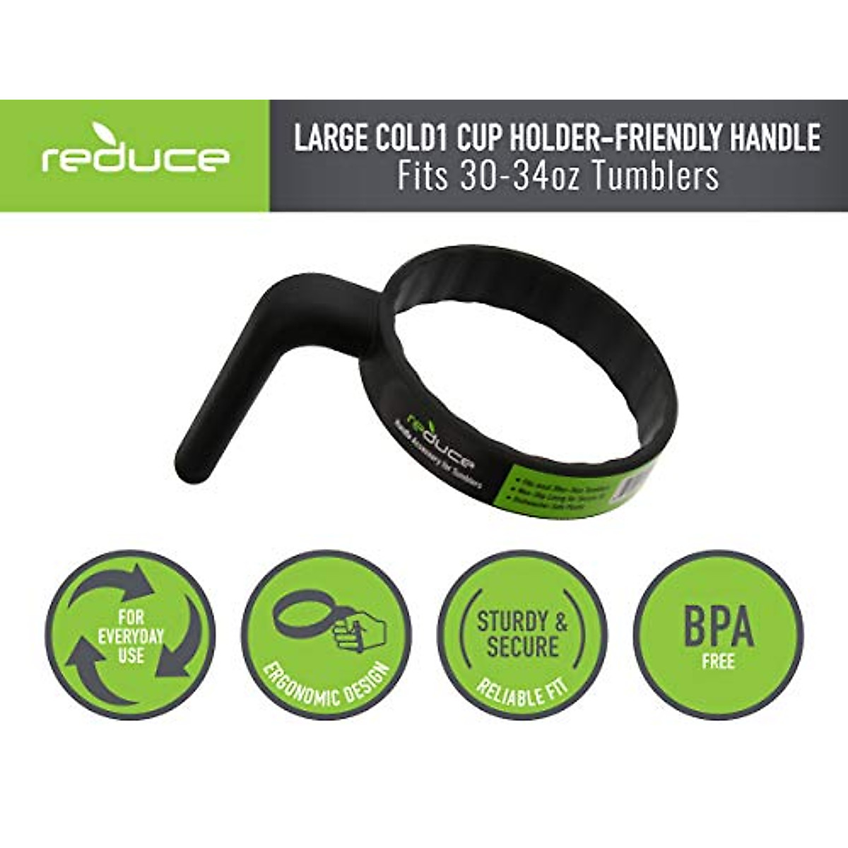 Reduce Cold 1 Handle for 30-34oz Stainless Steel Tumblers - Turn Your Tumbler into a Travel Mug - Ideal for On-The-Go Drinking - Dishwasher Safe, BPA Free - Designed for Reduce Drinkware Only