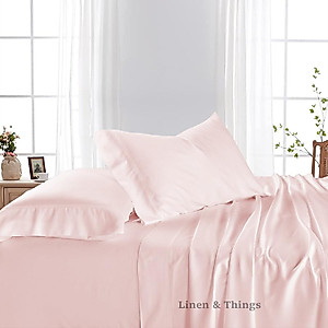 Luxury Soft 4 Piece Sheet Set, 800 Thread Count Egyptian Cotton - King Size Bed Sheet Set, Super Soft Sateen Weave, Fit Mattress 15'' Deep Pocket - Blush Solid