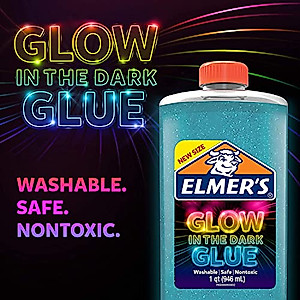 Elmer’s Glow in The Dark Liquid Glue, Washable, Blue, 1 Quart, Glue for Making Slime, 3-Pack