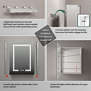 Benime 24x32 Inch, LED Lighted Bathroom Medicine Cabinet with Mirror, Surface or Recessed Medicine Cabinet with Lights, Defogger, Stepless Dimming&Color Temps, 2 Outlets&USBs, 3 Storage Shelves