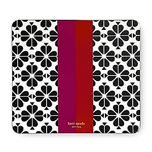 Kate Spade New York Leatherette Mouse Pad, 9" x 8" Mouse Mat with Non-Slip Back, Cute Mouse Pad for Office Desk, Spade Flower Stripe