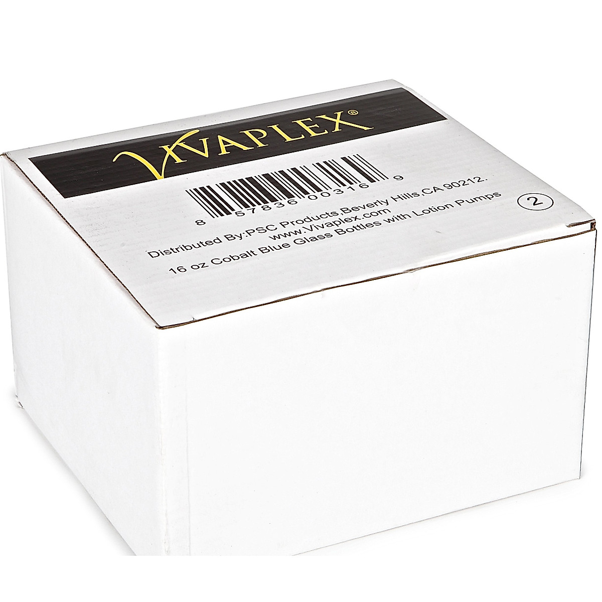 Vivaplex, 2, Large, 16 oz, Empty, Cobalt Blue Glass Bottles with Black Lotion Pumps