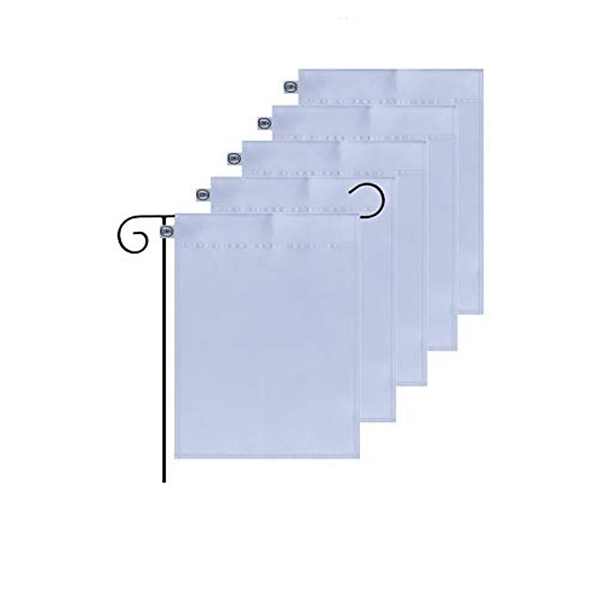 EZHVA 5 pcs 12x18Inch Double-Sided White Solid Sublimation Blank Polyester Flags DIY for Garden and Yard Blank Canvas Banner for Vinyl and Ink Sublimation Blanks 300D Polyester 3-Layer Weave Strands
