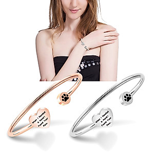 PLITI Dog Lovers Paw Print Bangle Bracelet When I Needed A Hand I Found Your Paw Bracelet For Dog Mom (Dog Paw)