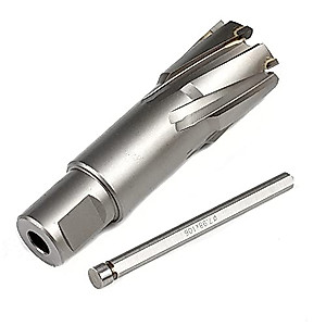 Annular Cutter Carbide JESTUOUS 3/4 Inch Weldon Shank 2 Cutting Depth 1-1/16 Cutting Diameter TCT Two Flat Bit for Drill Press with Pilot Pin