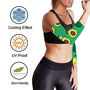 Women UV Sun Protection Arm Sleeves 1 Pair, Sun-protective Cooling Sleeves Different Cute Avocados, Arm Cover Shield for Men Cycling Golf Hiking Running Outdoor Sports 2XL