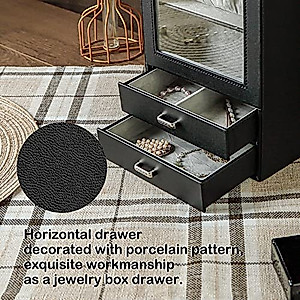 Kendal Jewelry Boxes for Girls Women, Stand Layer Jewelry Organizer Box Display Necklace, Earring, Ring, Jewelry Storage Case, Black Leather Jewelry Box for Women's Day as Ideal Gift (Black)