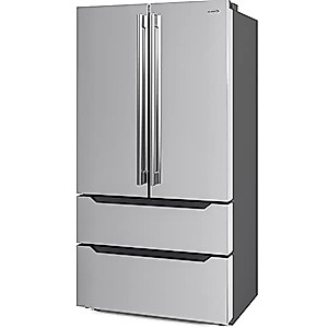 KoolMore RS-FR22 Counter Depth 22.5 Cu.Ft French Door Refrigerator with Automatic Ice Maker Stainless-Steel Fridge, Silver