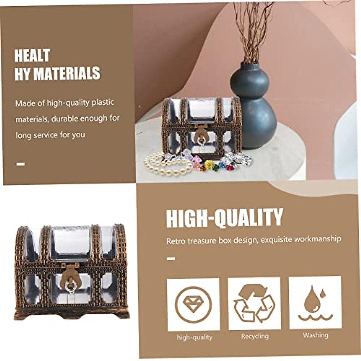 TOYANDONA 1pc Pirate Transparent Treasure Chest Pirate Toys Plastic Storage Box Mini Treasure Chest Pirate Treasure Box Pirate Candy Box Mini Pirate Treasure Chests Gold Coin Storage Case