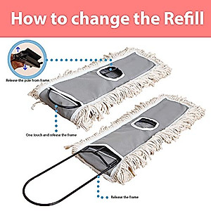 JINCLEAN 2 Pack of 24 Cotton Refills for Industrial Class Floor Dust mop Series Can be fit with Others
