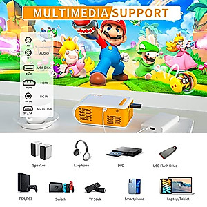 Mini WiFi Projector for iPhone, KHQ Portable WiFi Video Projector 1080P Supported, Home Theater Movie Projector with WiFi, Compatible with Laptop, PS4, HDMI, USB, iOS & Android