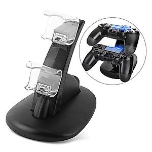 Controller Charger Station,Controller USB Charging Station Dock for DualShock with USB Charging Cable,Fast Charging Station for/Slim/with Blue LED Light(Black)
