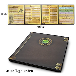 Stratagem The Master's Tome 4-Panel Customizable GM Screen with Free Inserts – Dry Erase, Dungeon & Game Master Accessory for Tabletop RPG Campaigns (Black)