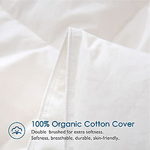Dafinner Feathers Down Comforter Queen - Geometric Quilted Blanket with Corner Tabs, 55oz Medium Warm All Season Duvet Insert or Stand-Alone Comforter (90x90, White)