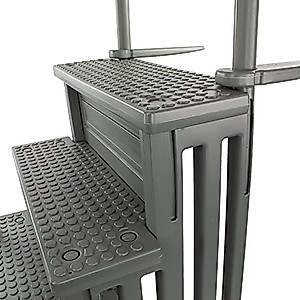 Aqua Select Above Ground Anti-Slip Pool Steps to Deck | Safety Swimming Pool Ladder | Designed for Above Ground Swimming Pools | Holds Up to 350 Pounds | Grey