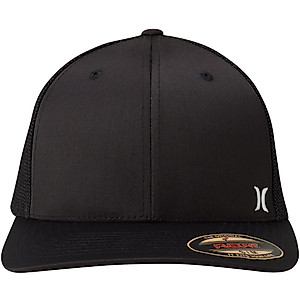 Hurley Men's Caps - Mini Icon Mesh Panel Baseball Cap - Fitted Hats for Men, Size Large-X-Large, Black