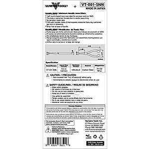 VAMPLIERS 5.5" Precision Tip Carbon Steel Mini Needle Nose Pliers with No Serrated Jaws. ESD safe, ideal for precision work on SMD. Made in Japan: VT-001-5NN
