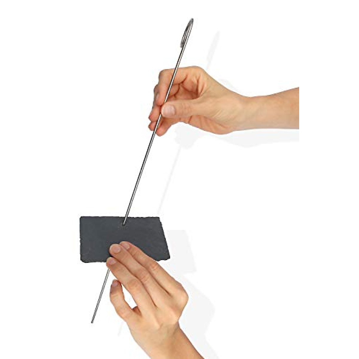 LSP - Products 15 Pack Plant Label Markers, Natural Slate Hanging Garden Markers with 15 Stainless Steel Rods and 2 Pack Soapstone Chalk for Labelling of Plants, Herbs, & Vegetables